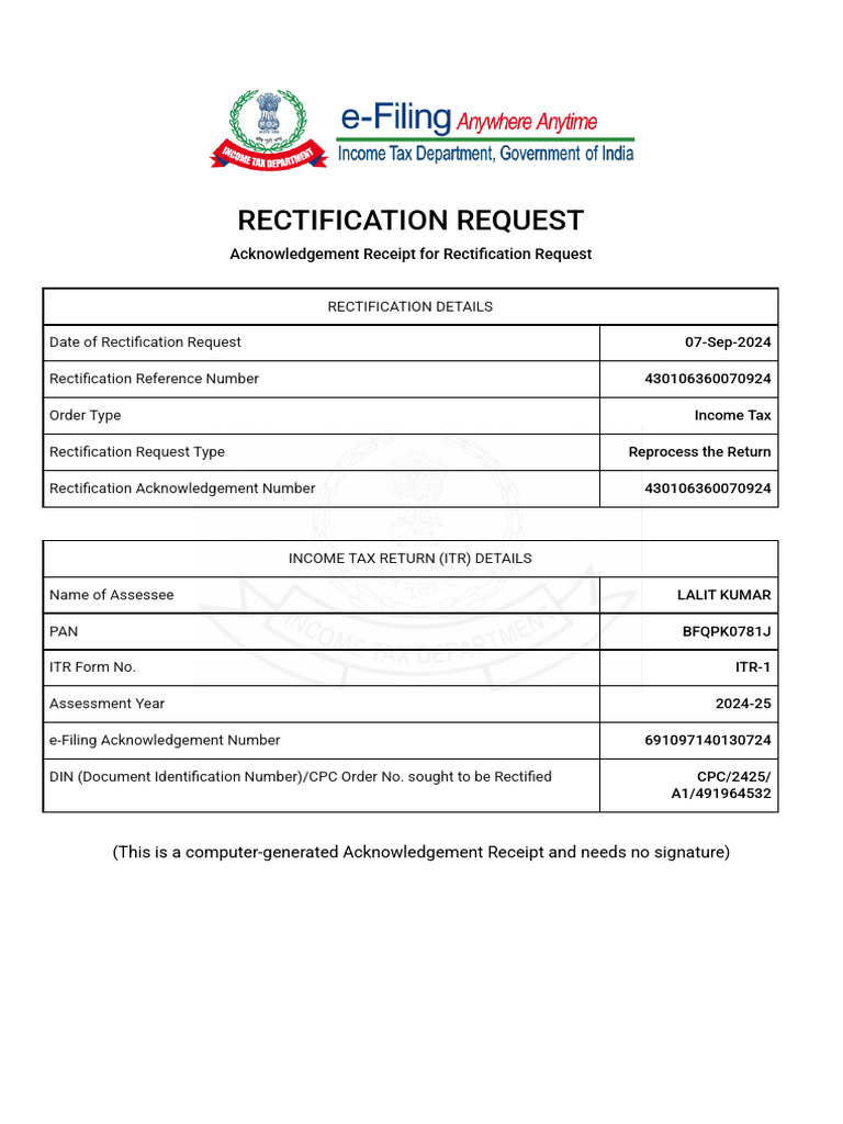 Rectification ARN | PDF