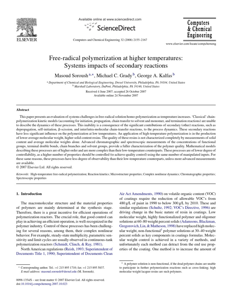 High-Temperature Free-Radical Polymerization | PDF | Polymers ...