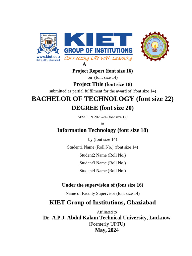 B.Tech Final Year Project Report Format | PDF | Technology & Engineering