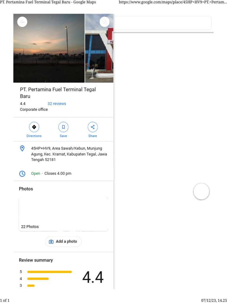 PT. Pertamina Fuel Terminal Tegal | PDF
