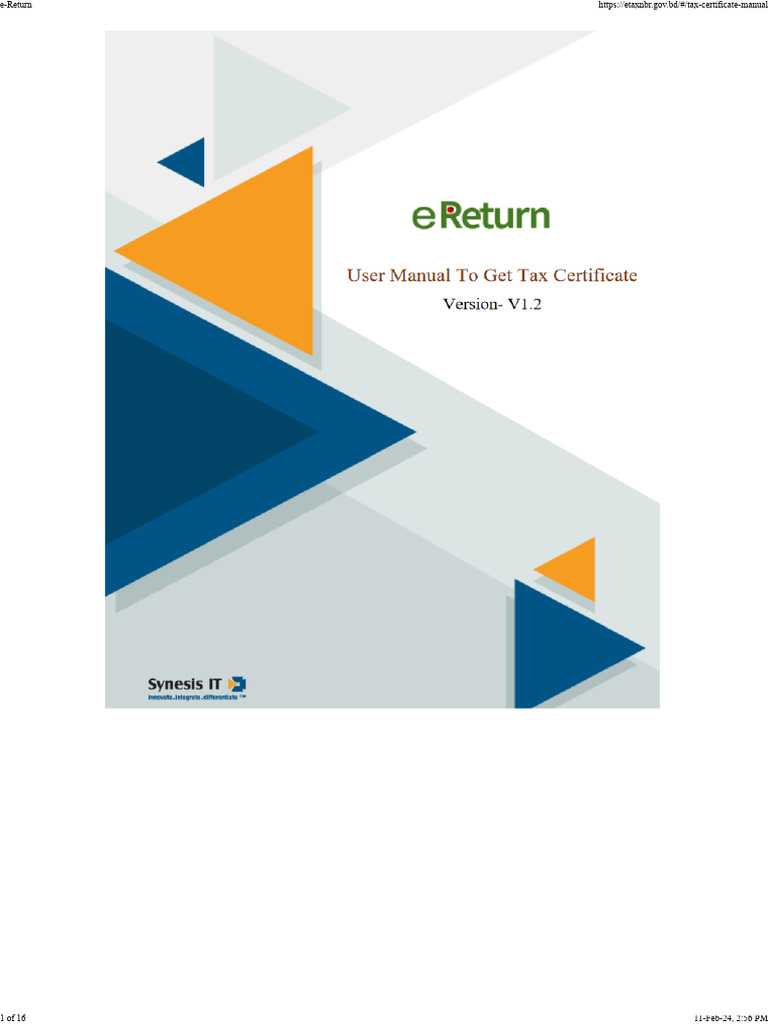 E Return User Manual Version V 1.2 | PDF | Finance & Money Management