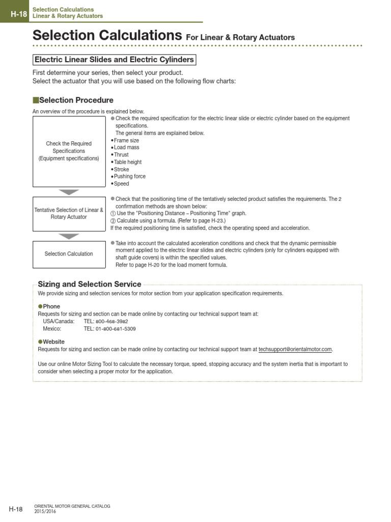 Linear & Rotary Actuators Selection Calculations | PDF | Actuator ...