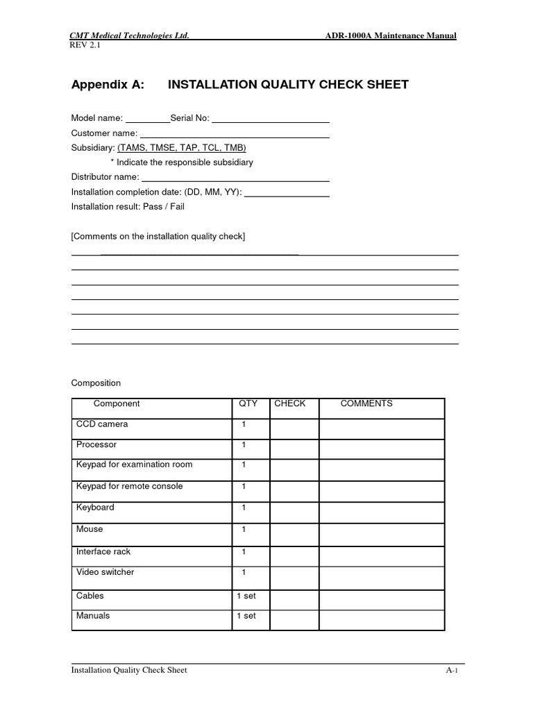 Appendix A - Installation Quality Check Sheet Rev2.1 | PDF | Voltage | Electrical Engineering