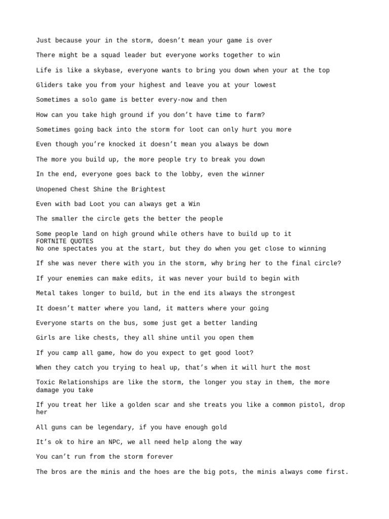 Fortnite Quotes | PDF | Poetry