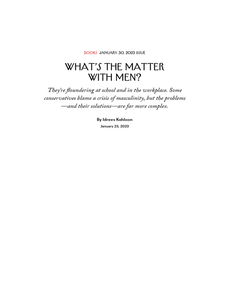 What's The Matter With Men - The New Yorker | PDF | Gender Pay Gap | Woman