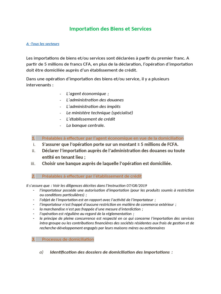 Guide sur l'importation de biens et services | PDF | Banques | Facture