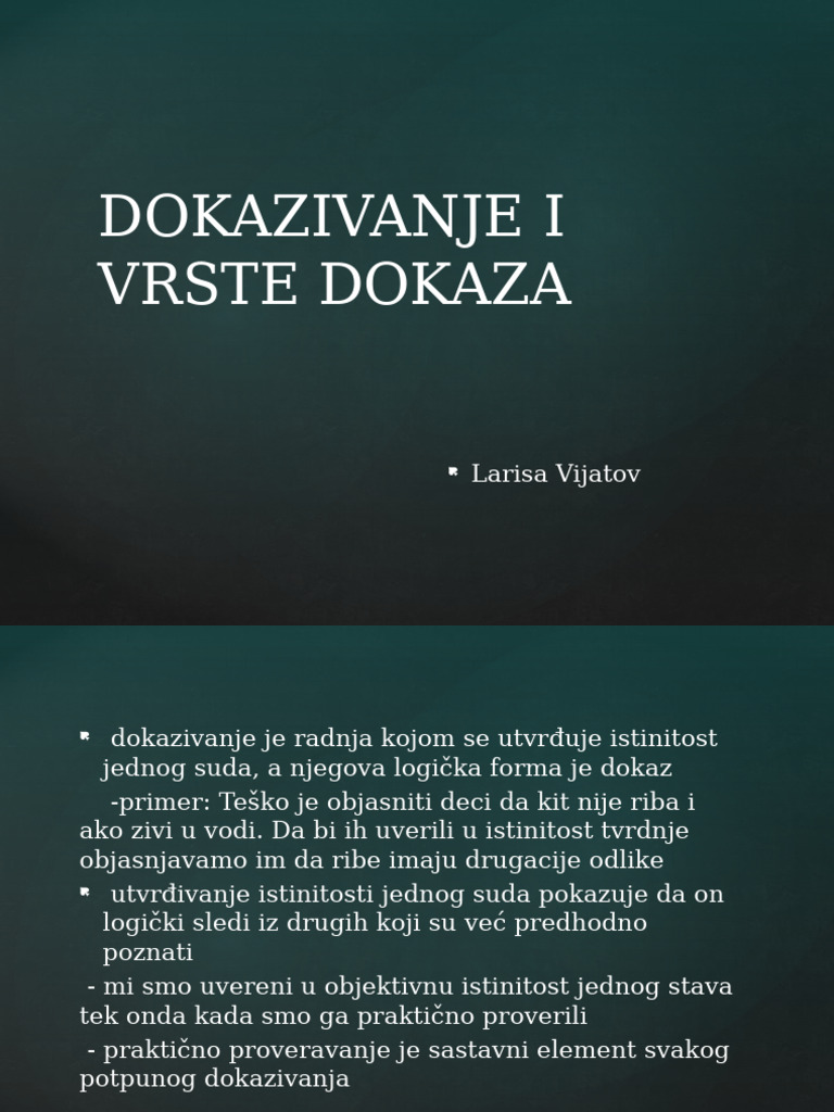 Dokazivanje I Vrste Dokaza | PDF