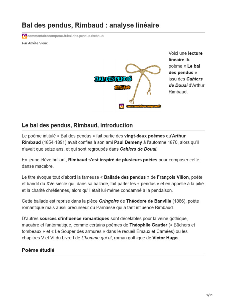 Analyse du Bal des pendus de Rimbaud | PDF | Ballade | Arthur Rimbaud