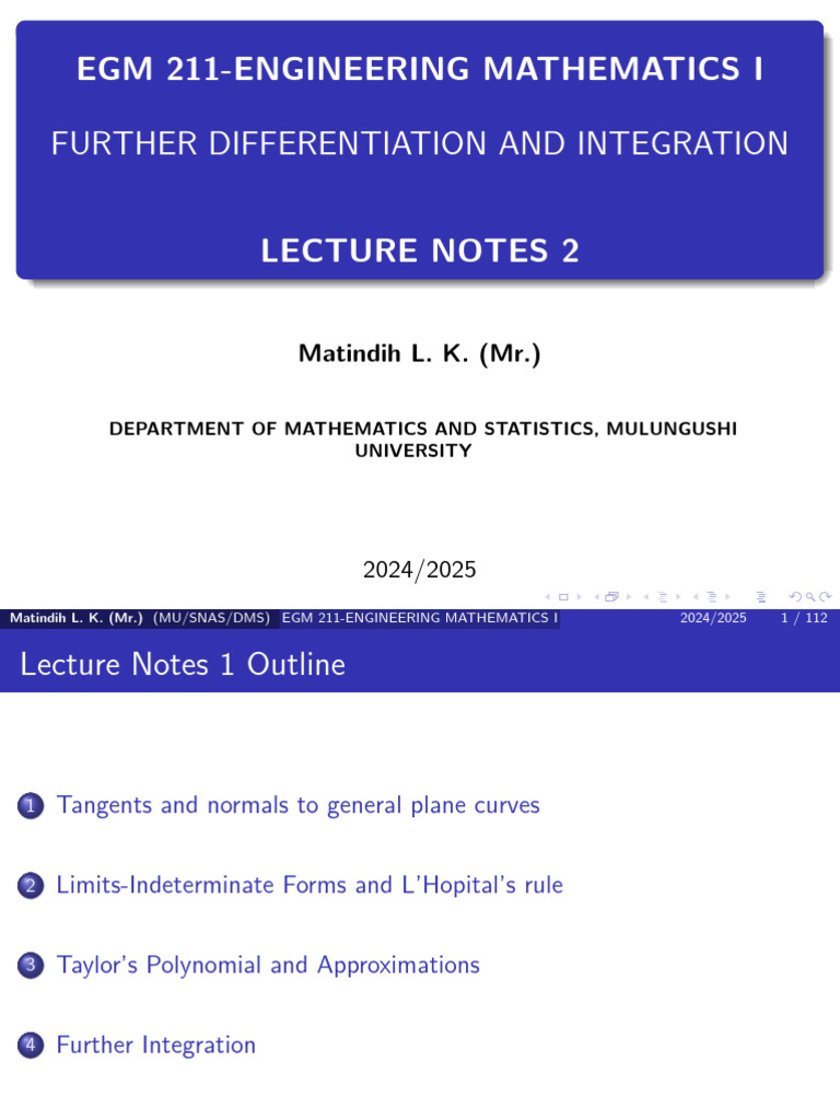 EGM 211 - Further Differentiation and Integration PPP | PDF | Mathematical Logic | Mathematical ...