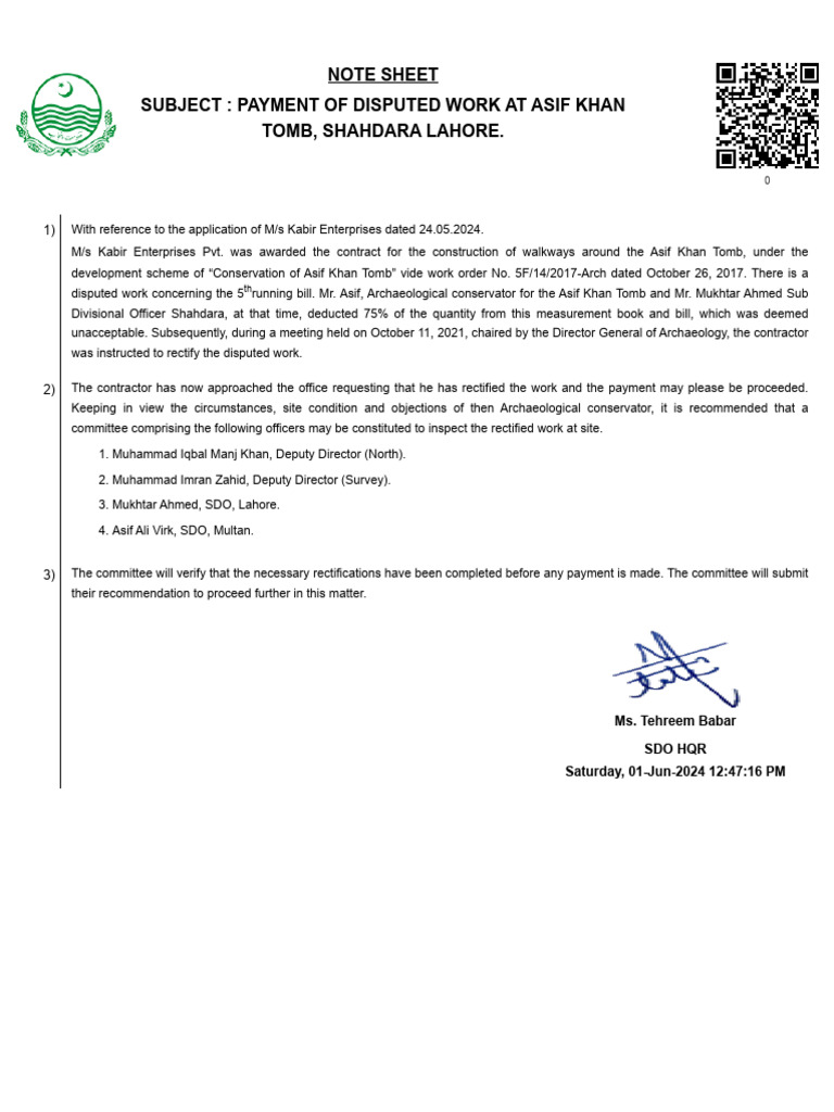 Workflow Note Sheet Viewer | PDF