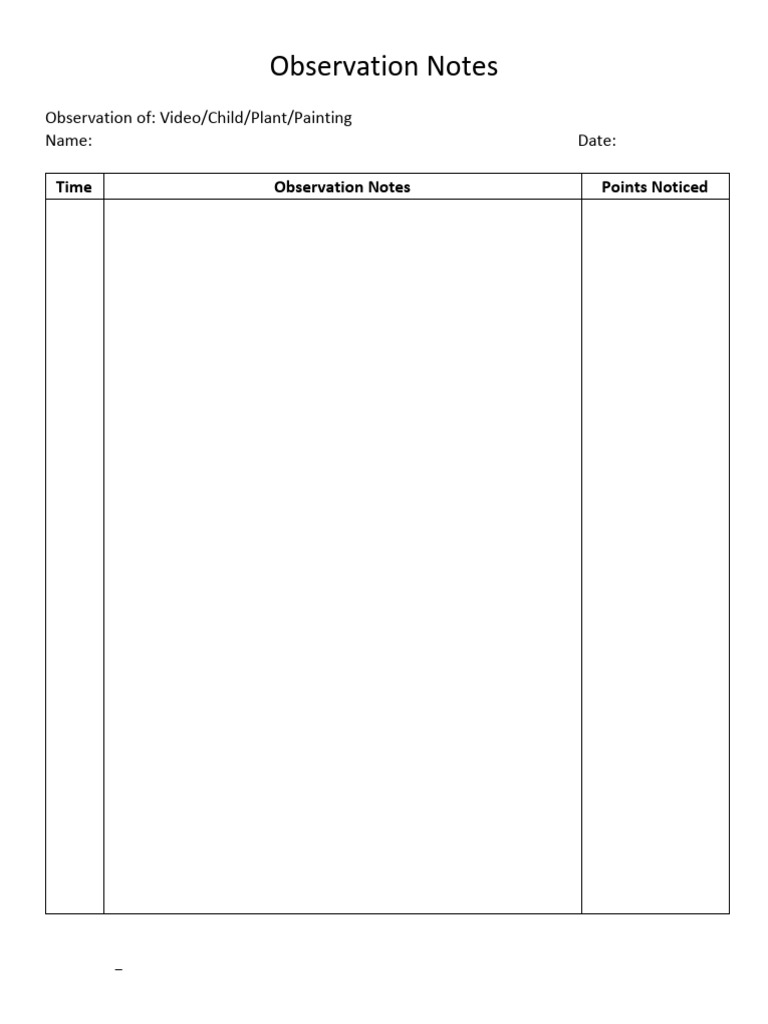 Observation Notes | PDF