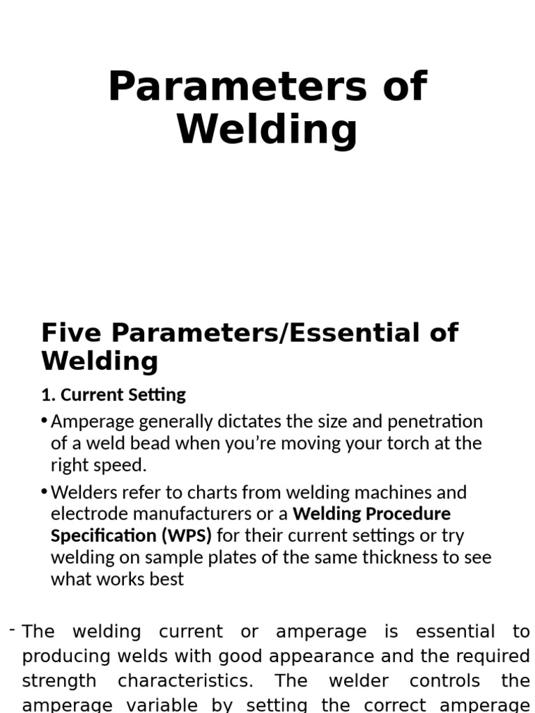 5 Essentials or Parameters of Welding | PDF | Welding | Construction