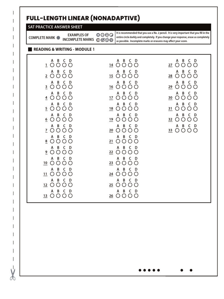 Sat - Practice - Answer - Sheet - Digital | PDF