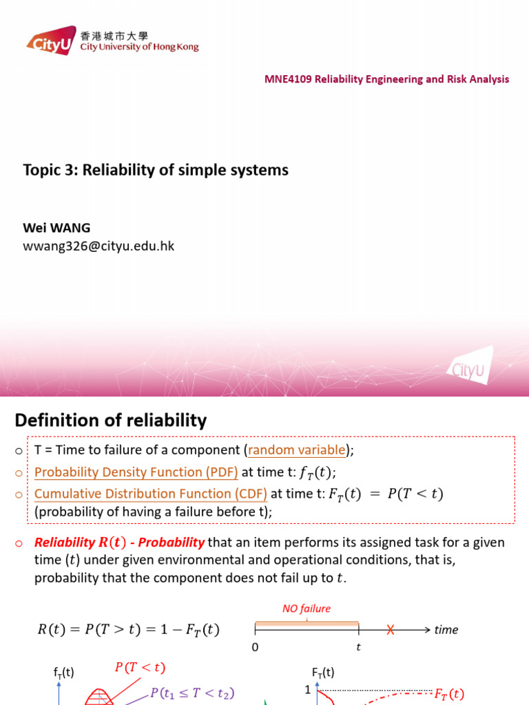 Topic 3 - Reliability of Simple Systems | PDF | Reliability Engineering ...