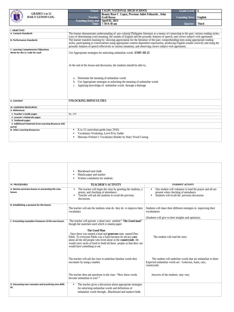 Blank DLL | PDF | Learning | Vocabulary