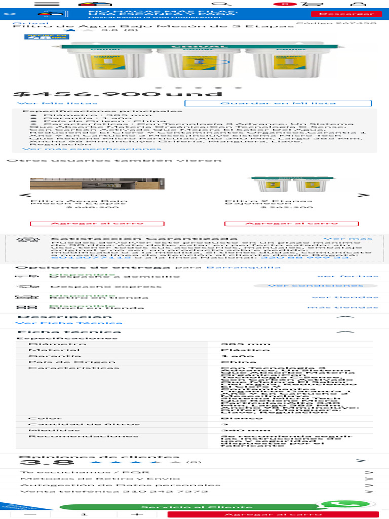 Filtro de Agua 3 Etapas Grival | PDF | Agua