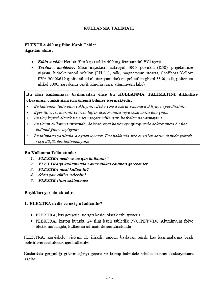 Flextra 400 MG Film Kapli Tablet KT | PDF