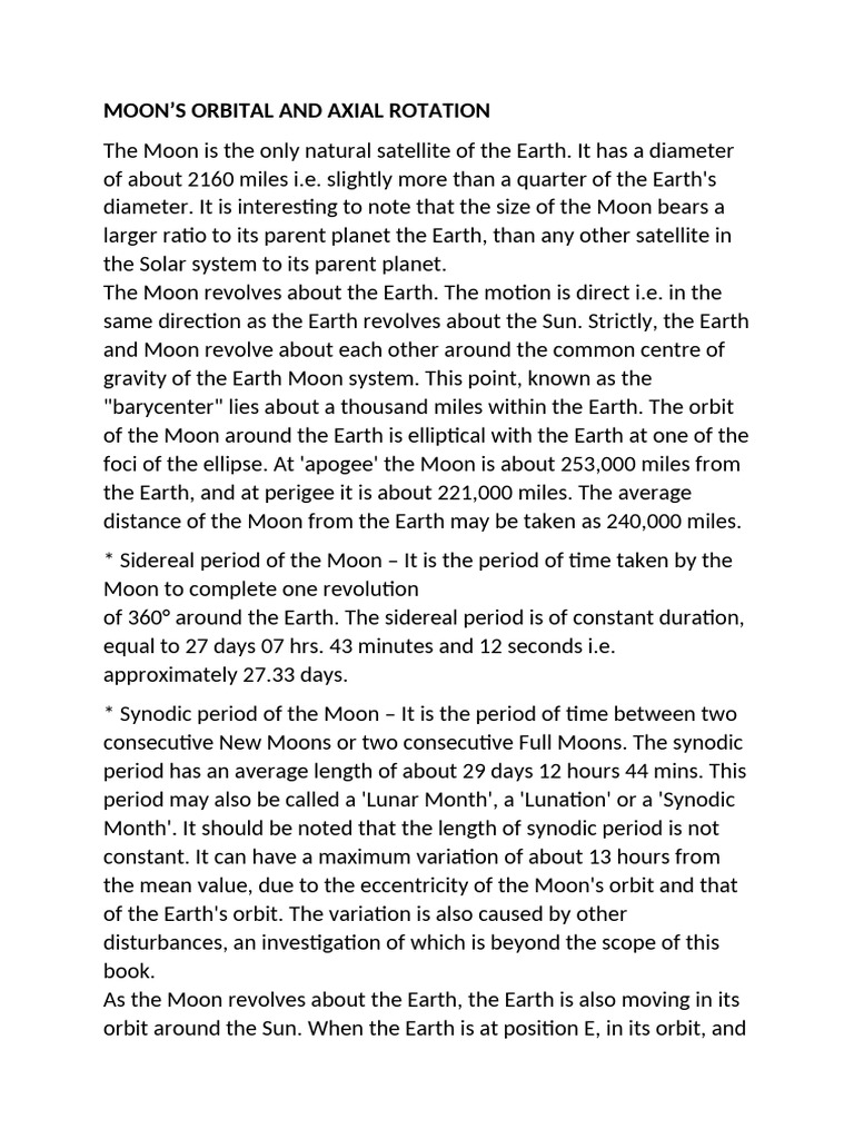 Moon's Orbital and Axial Rotation | PDF | Apsis | Moon