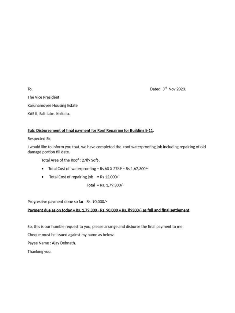 Ajay Deb Nath First Payment | PDF