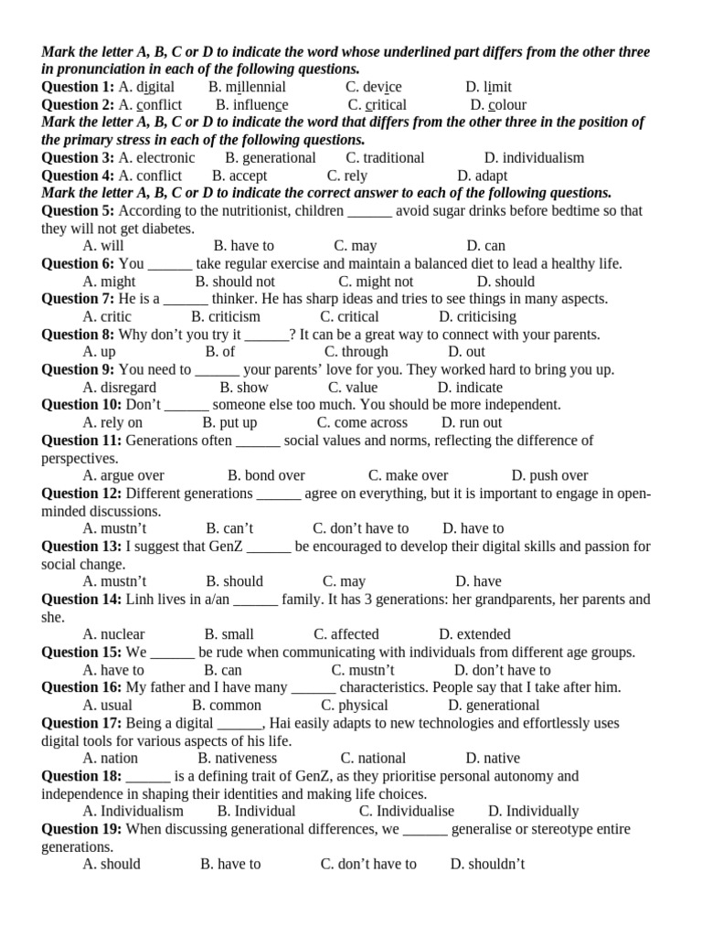 Unit 2 Test | PDF | Nostalgia | Ageism