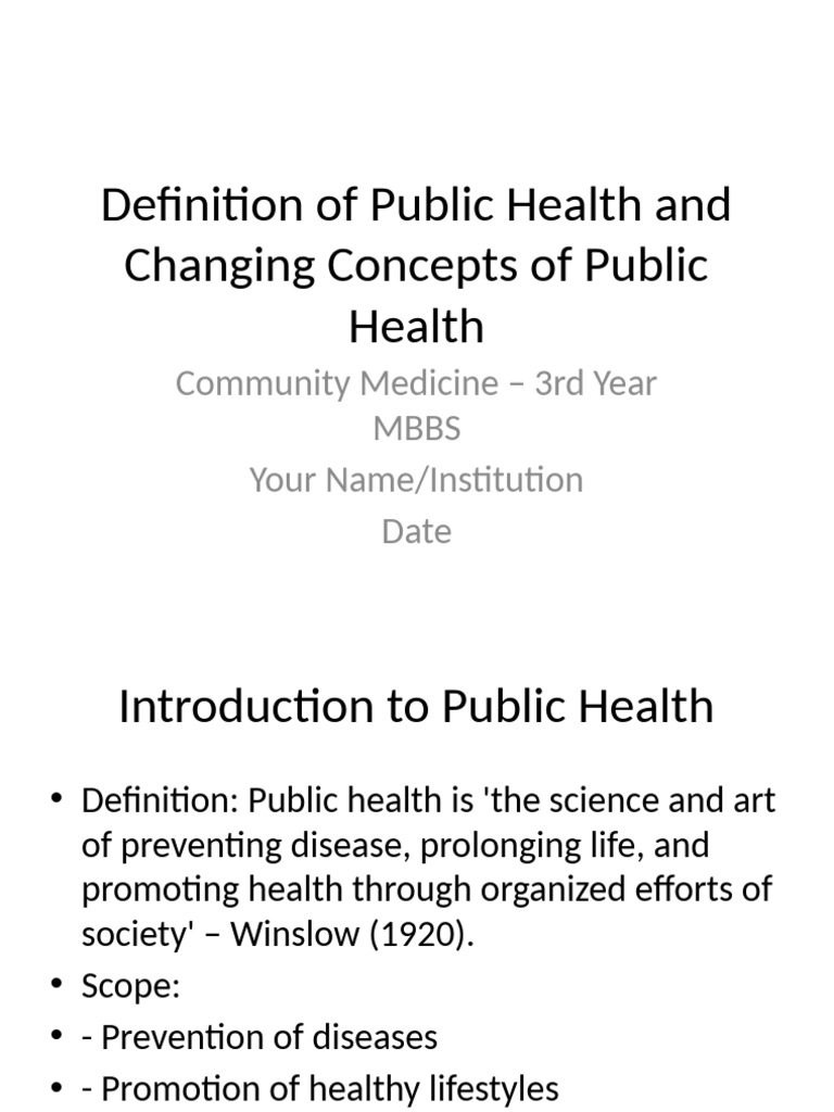 Evolving Concepts of Public Health | PDF | Public Health | Preventive ...