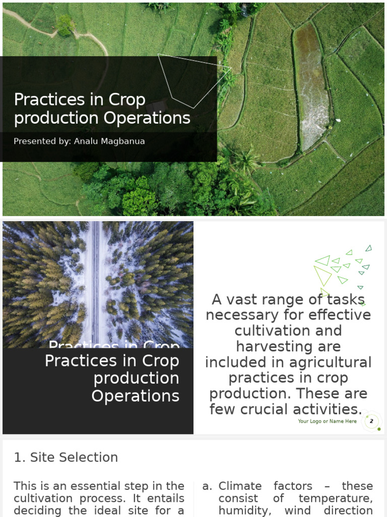 Crop Production Practices Overview | PDF | Agriculture | Tillage