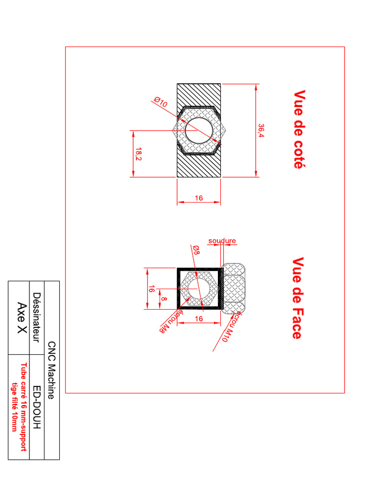 Axe - X - Guide Tige Filté 10mm | PDF