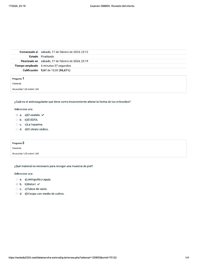 GMB T4 Examen 3 | PDF