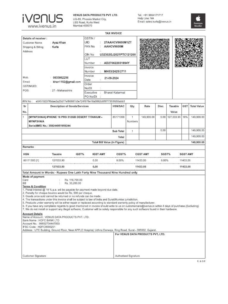 Ayaz Khan Bill Ios | PDF