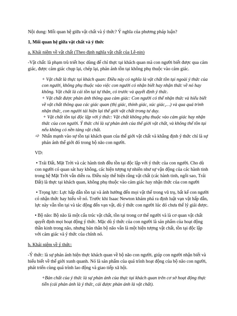 MQH giữa vật chất và ý thức | PDF