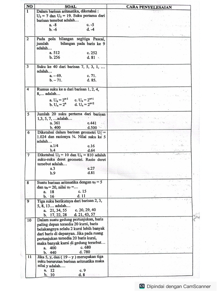 Soal Latihan Pola Bilangan | PDF