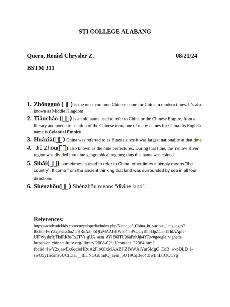 China Names | PDF