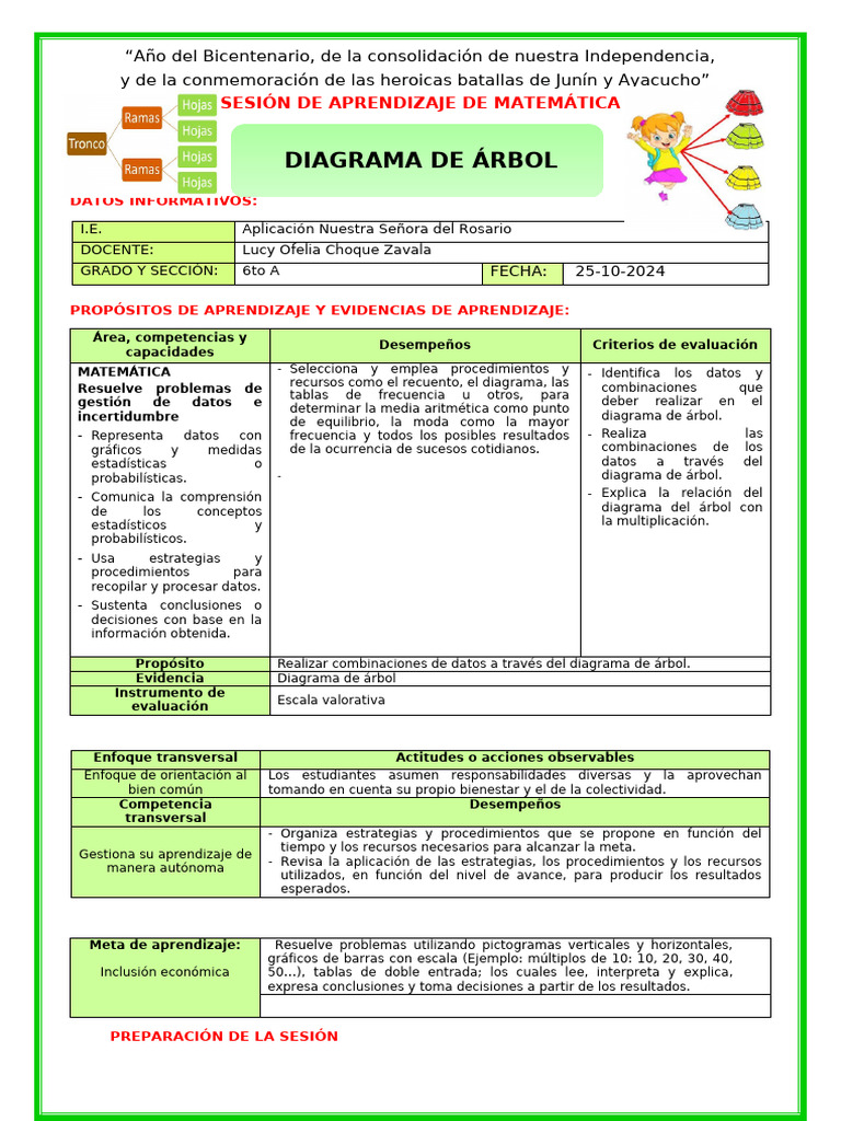 Sesion de Matematica - Diagrama de Árbol - X | PDF | Aprendizaje ...
