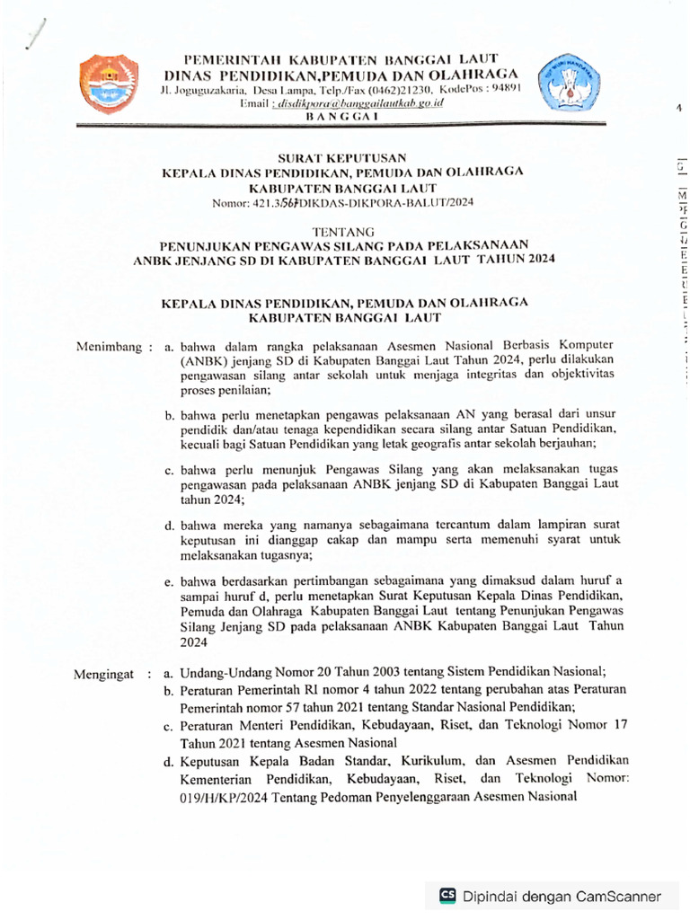 SK Penunjukan Pengawas Silang | PDF