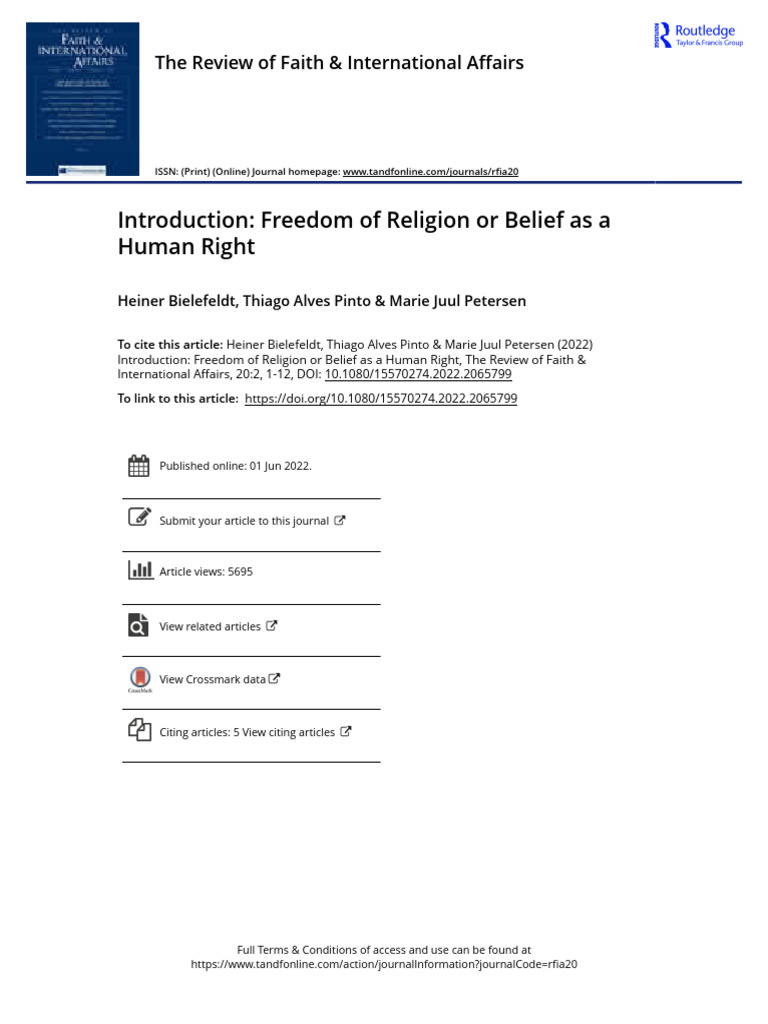 Freedom of Religion as a Human Right | PDF | Human Rights | Gender Studies