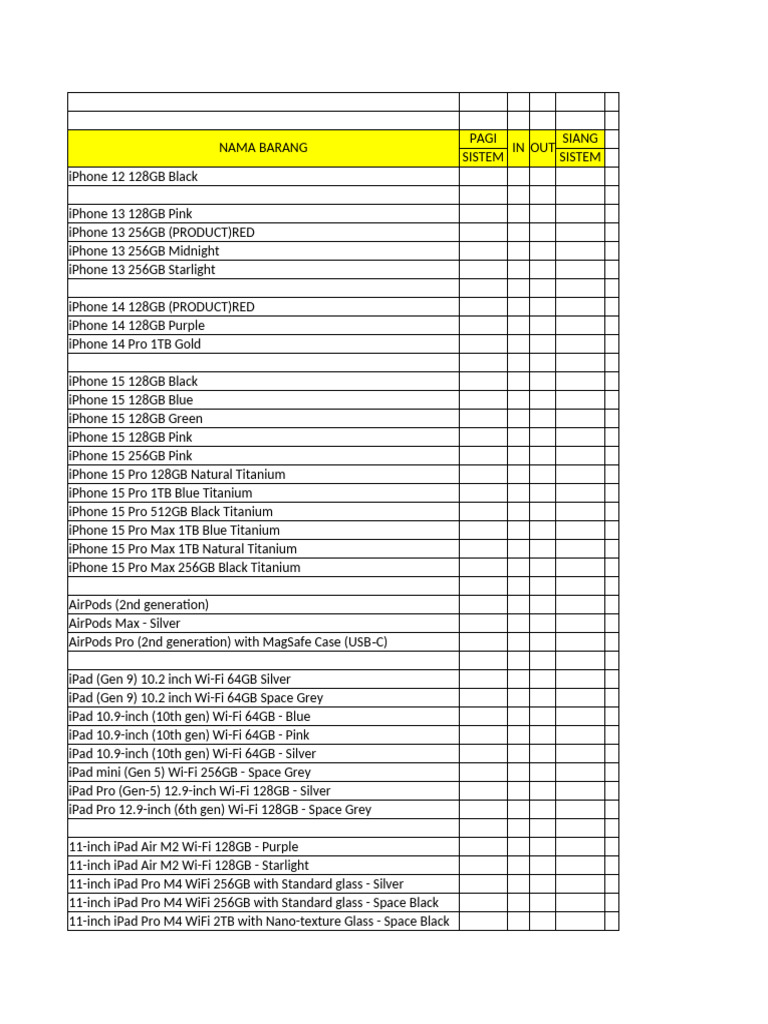 Stokan Gancit Oktober 2024 | PDF | Apple Watch | I Pad