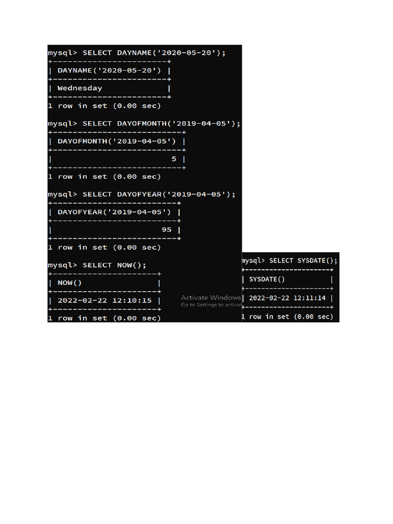 Mysql Class 12 Records (Date and Time Functions) | PDF