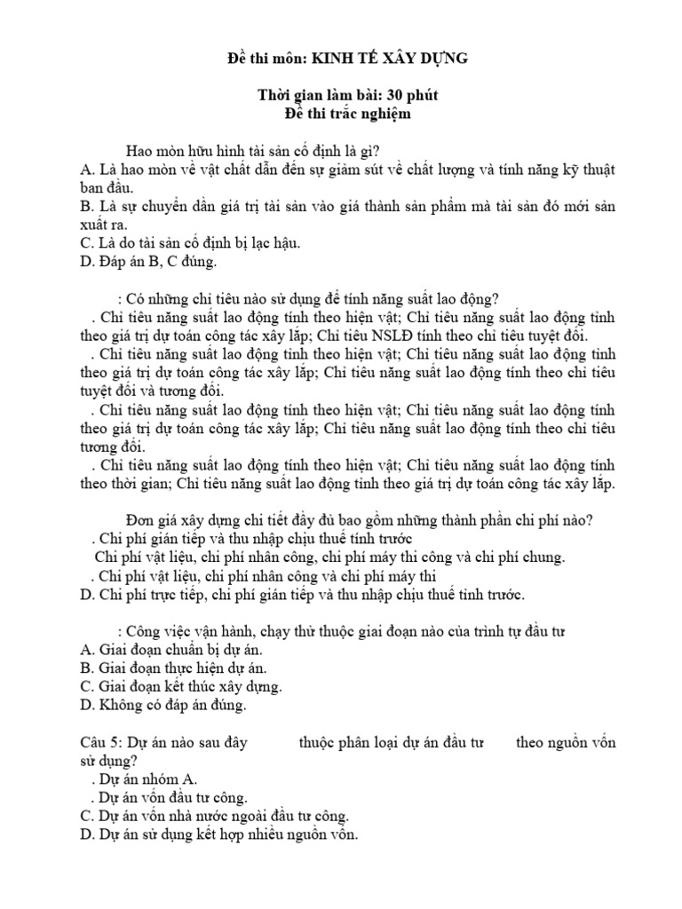 Đề thi thử KTXD - tracnghiem30phut | PDF