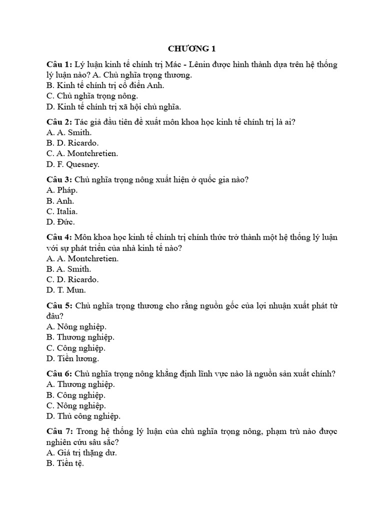 Trac Nghiem Tu 1 de 5 KTCT 2024 | PDF