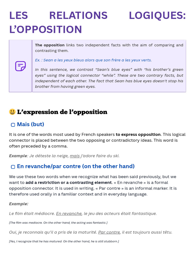 French Opposition Connectors | PDF