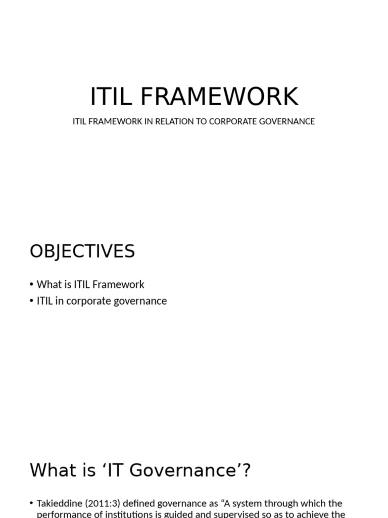 ITIL Framework for Corporate Governance | PDF | Governance | Strategic ...