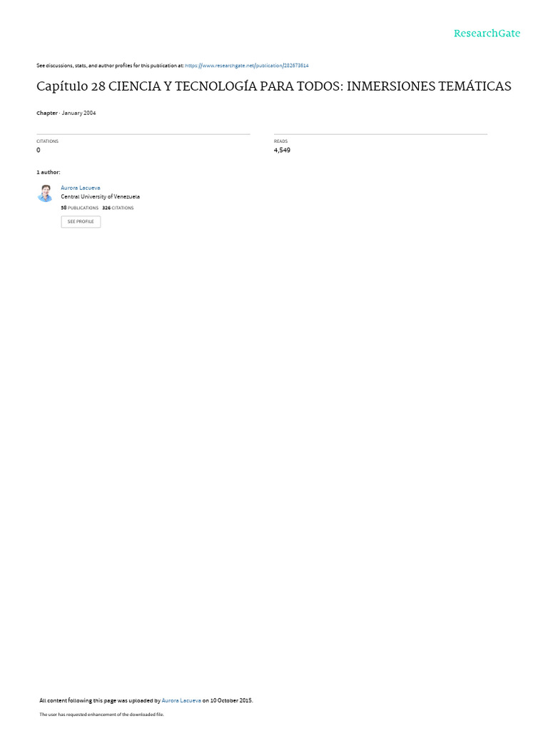 Capitulo 28. Ciencia y Tecnologia para Todos Inmersiones Tematicas ...