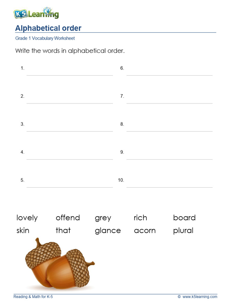 1st Grade Alphabetical Order List 3 | PDF