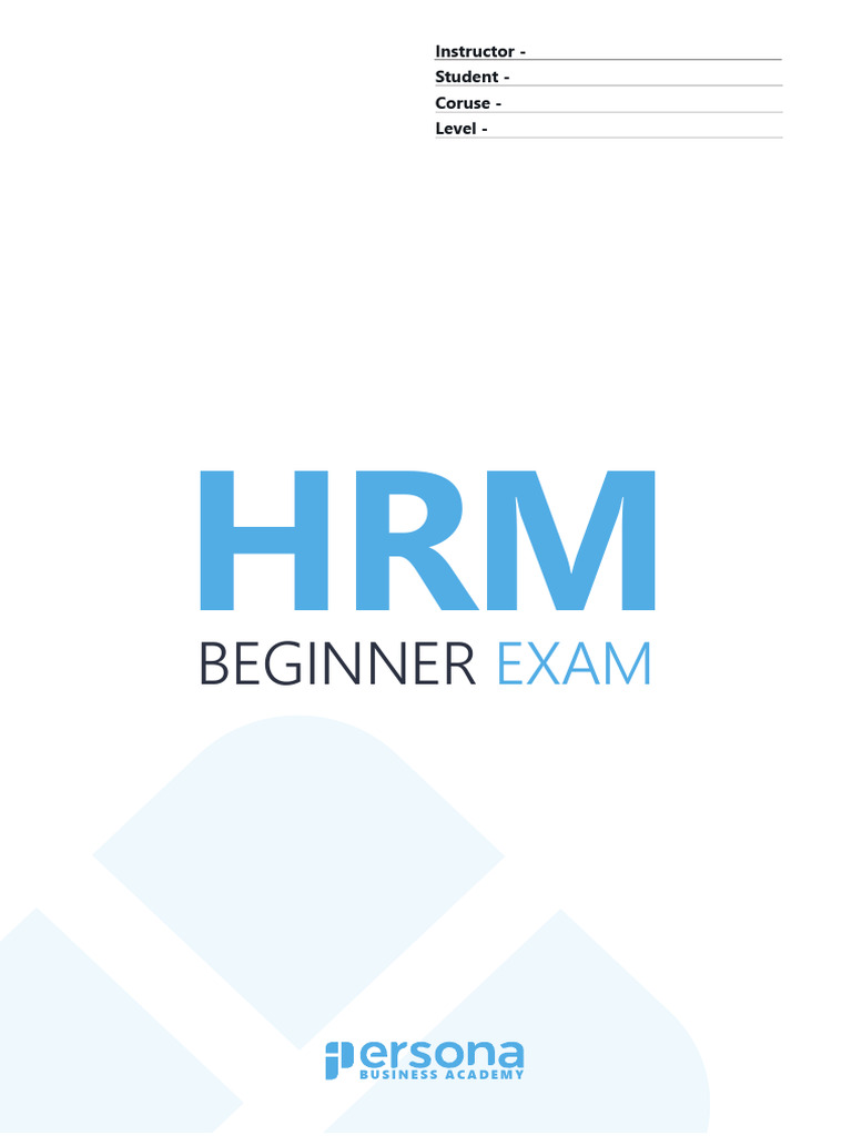 HRM Beginner Exam Test New Group | PDF