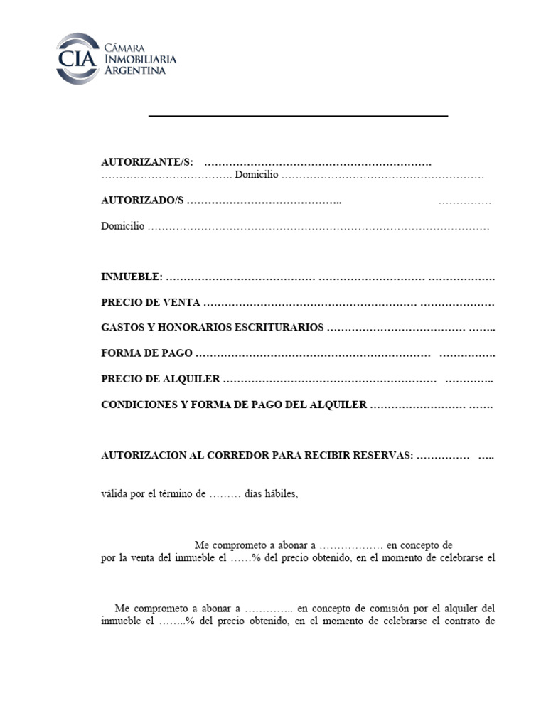 MODELO-AUTORIZACION-DE-VENTA-O-ALQUILER | PDF