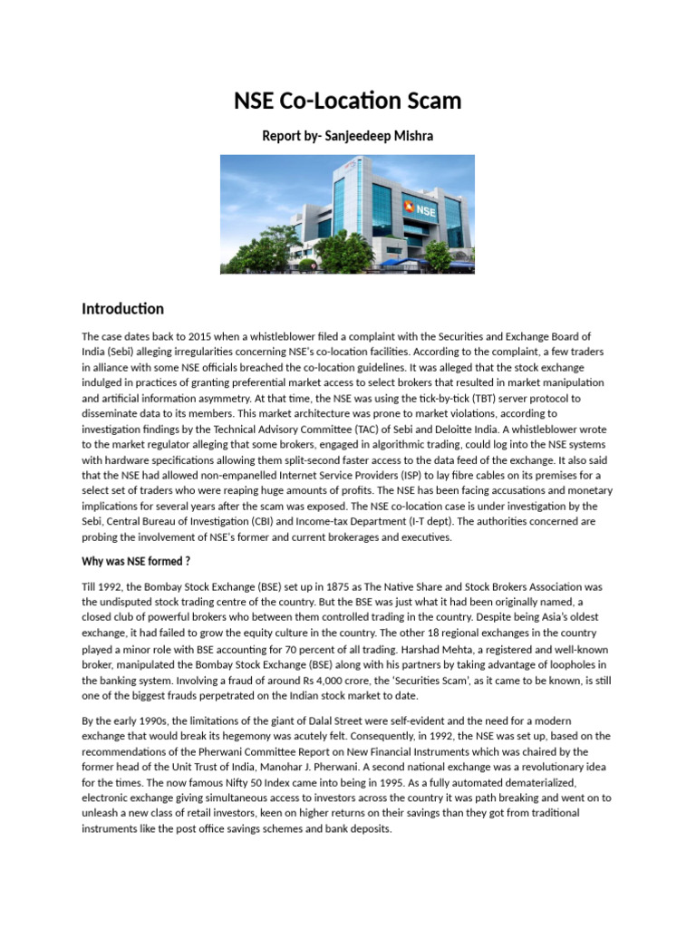 NSE Co-Location Scam-A Report | PDF | Financial Markets | Market ...