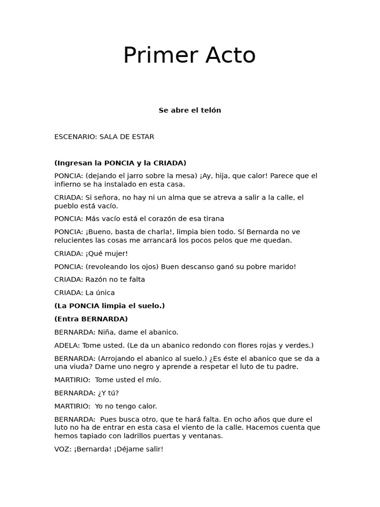 La Casa de Bernarda Alba GUION | PDF