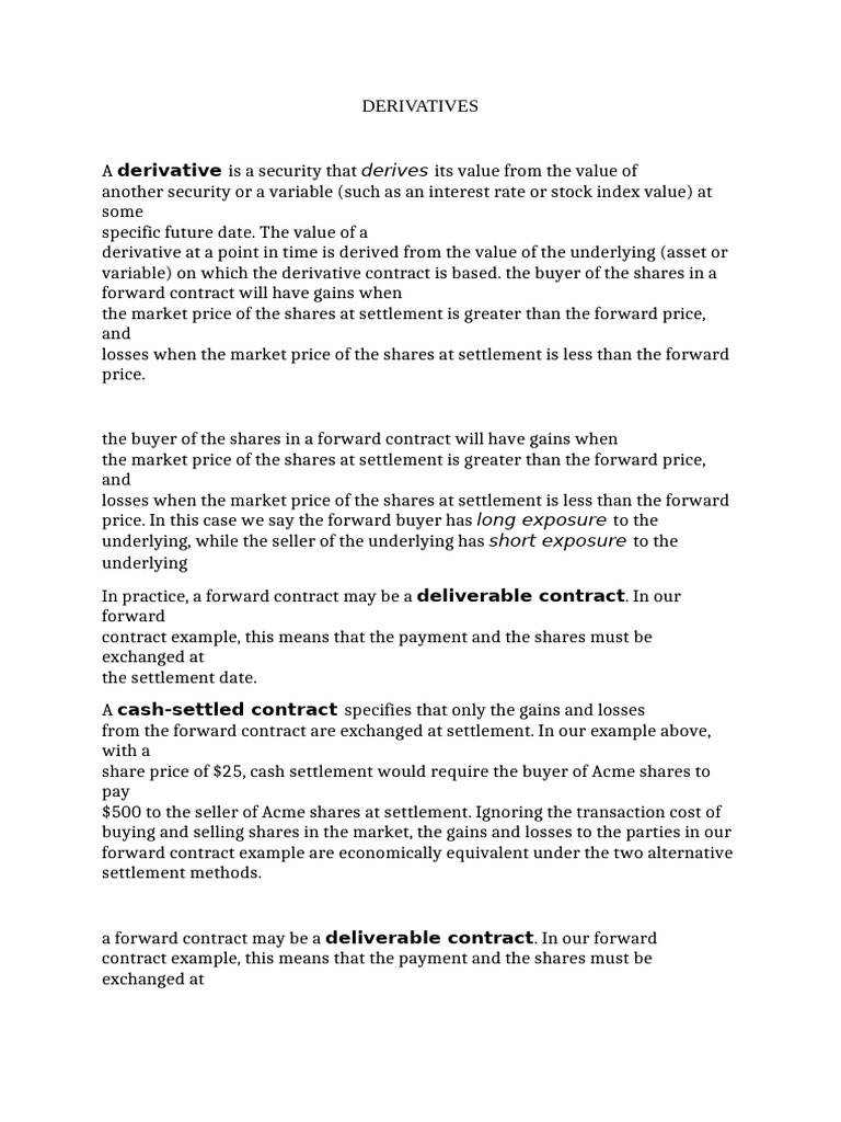 DERIVATIVES NOTES | PDF | Derivative (Finance) | Margin (Finance)