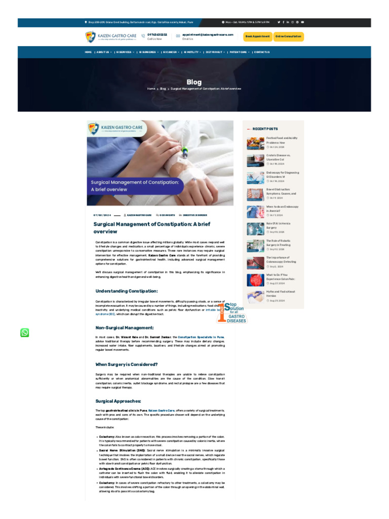 Surgical Management of Constipation: A Brief Overview | PDF ...