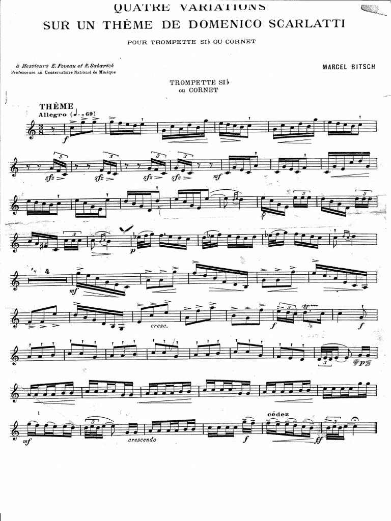 Bitsch - Quatre Variations - Cornet in BB | PDF